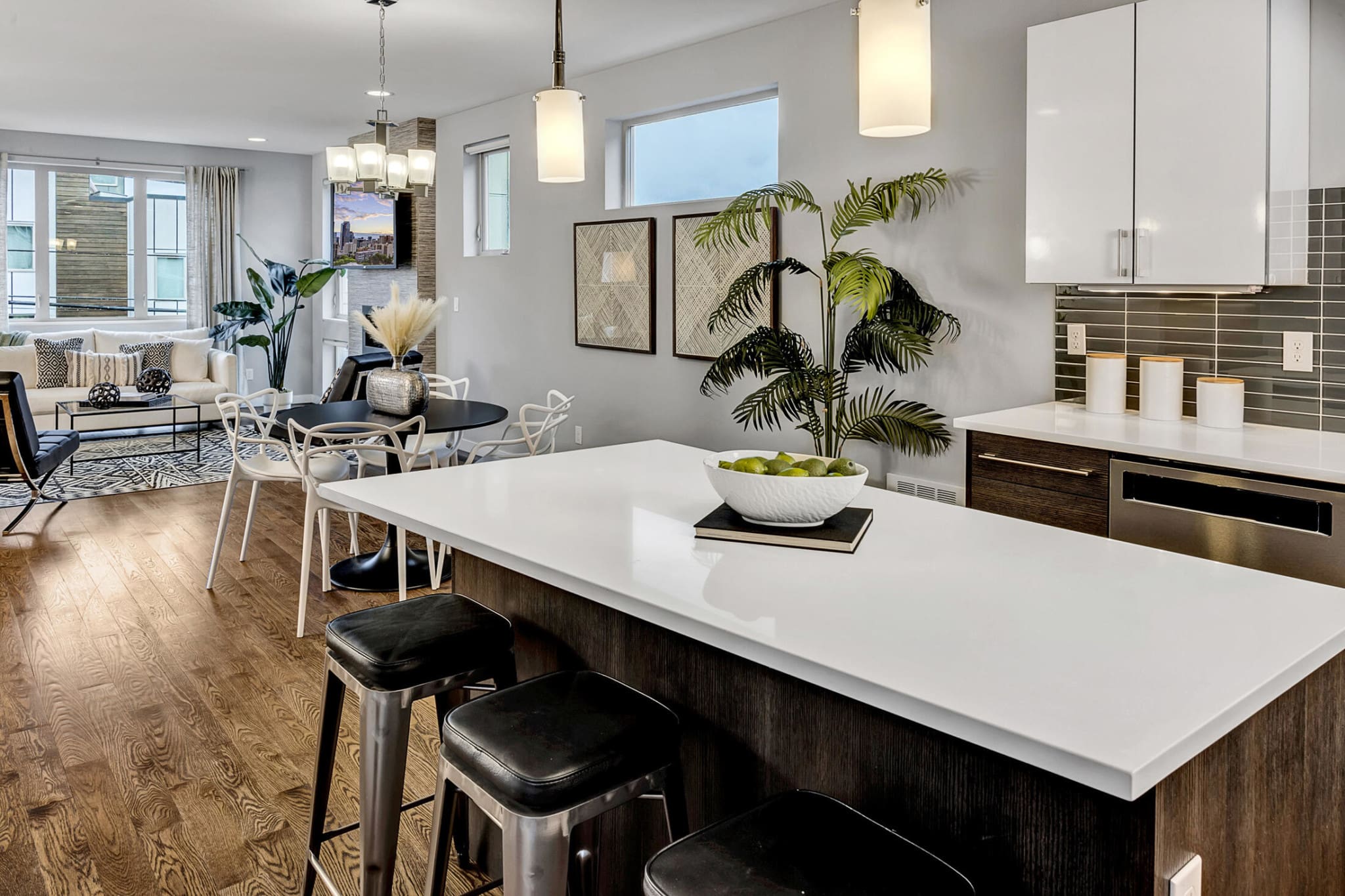 16-Fremont Townhome-Kitchen view into dining area and living room ...